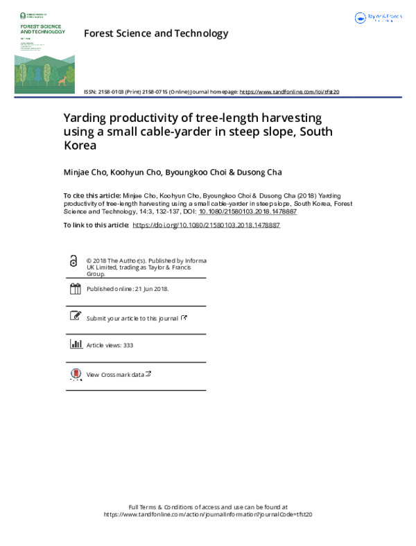 (PDF) Yarding productivity of tree-length harvesting using a small ...