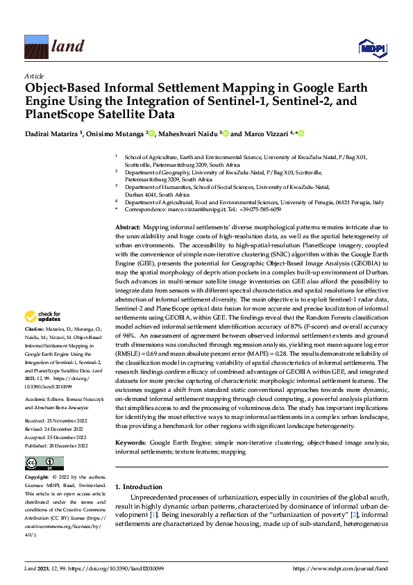 (PDF) Object-Based Informal Settlement Mapping in Google Earth Engine ...
