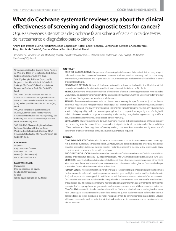 (PDF) What do Cochrane systematic reviews say about the clinical ...