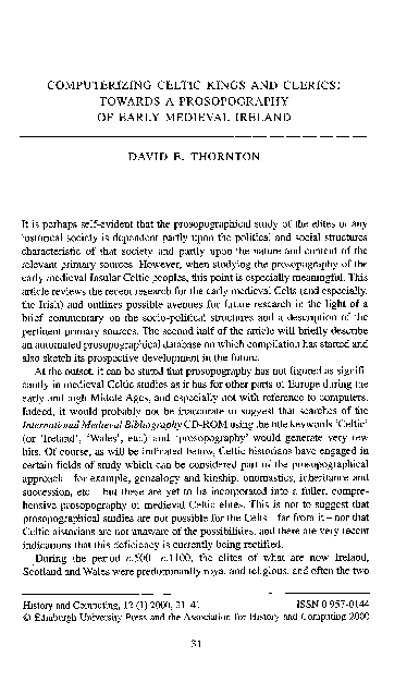 (PDF) Computerizing Celtic Kings and Clerics: Towards a Prosopography ...