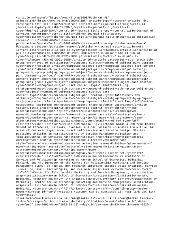 Customer ecosystems: exploring how ecosystem actors shape customer ...