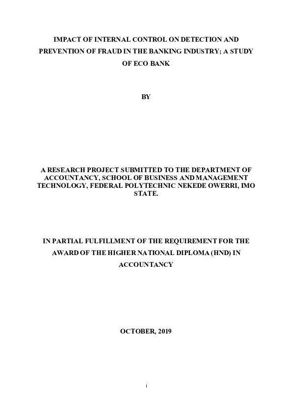 (DOC) IMPACT OF INTERNAL CONTROL ON DETECTION AND PREVENTION OF FRAUD ...