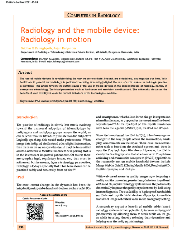 (PDF) Mobile Devices in Radiology Practice