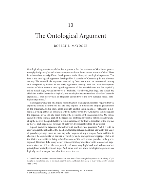 (PDF) The Ontological Argument