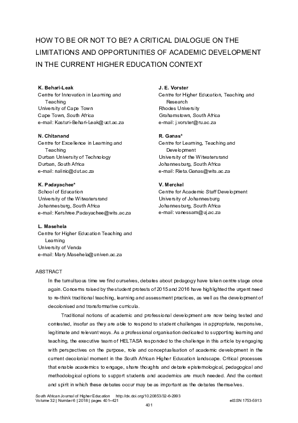 (PDF) How to be or not to be? A critical dialogue on the limitations ...