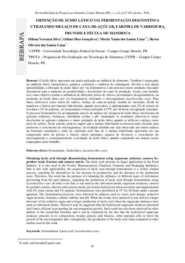 (PDF) Obtaining lactic acid through discontinuing fermentation using ...
