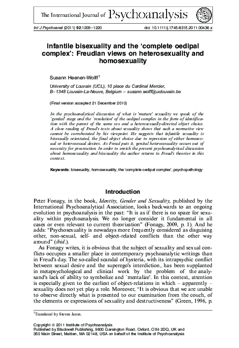 (PDF) Infantile bisexuality and the ‘complete oedipal complex ...
