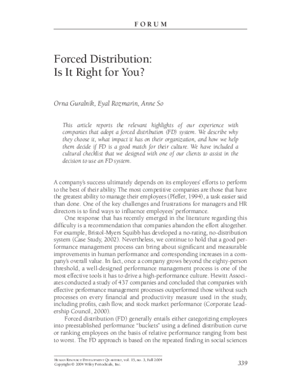 (PDF) Forced distribution: Is it right for you?