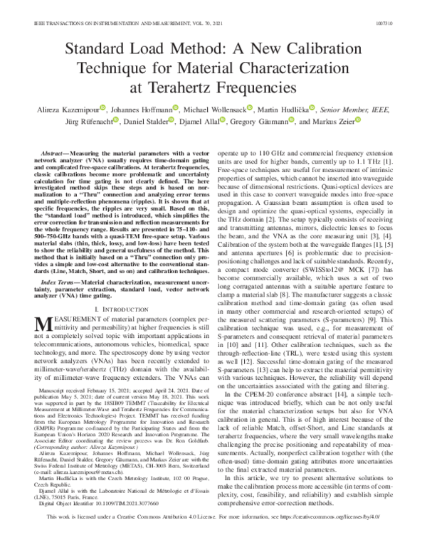 (PDF) Standard Load Method: A New Calibration Technique for Material ...