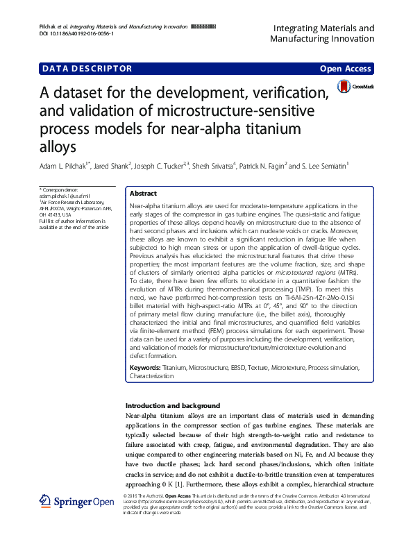 (PDF) A dataset for the development, verification, and validation of microstructure-sensitive ...