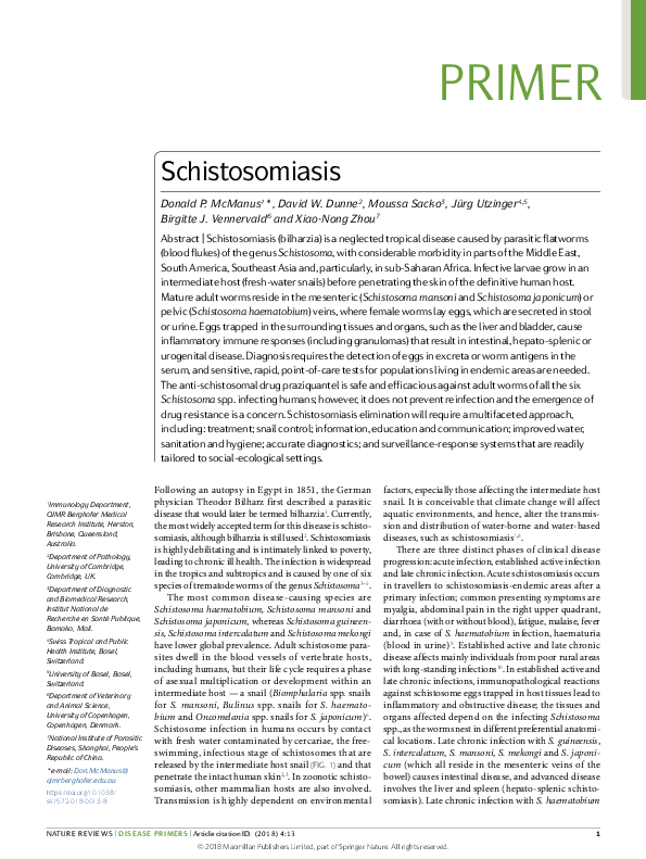 (PDF) Schistosomiasis