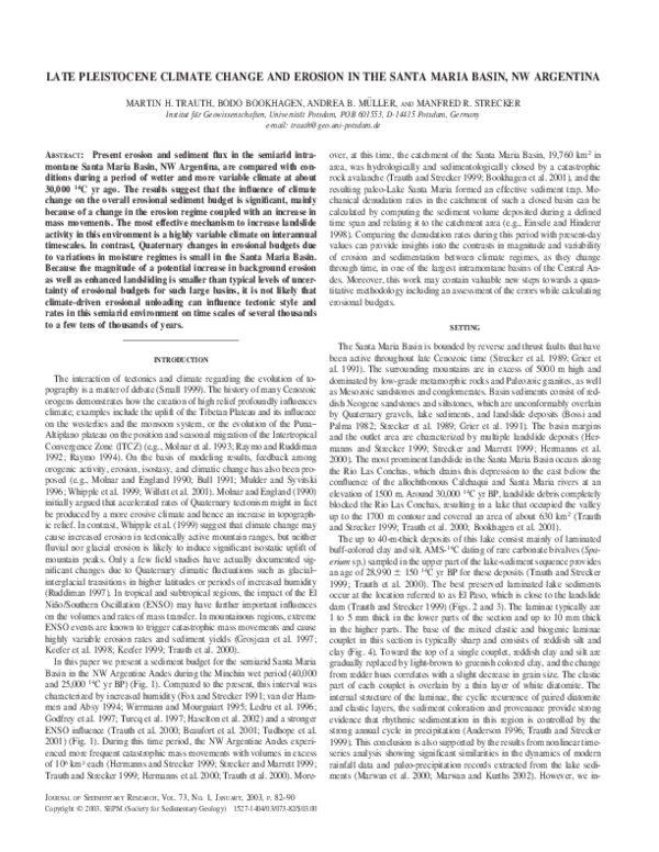 (PDF) Late Pleistocene Climate Change and Erosion in the Santa Maria ...
