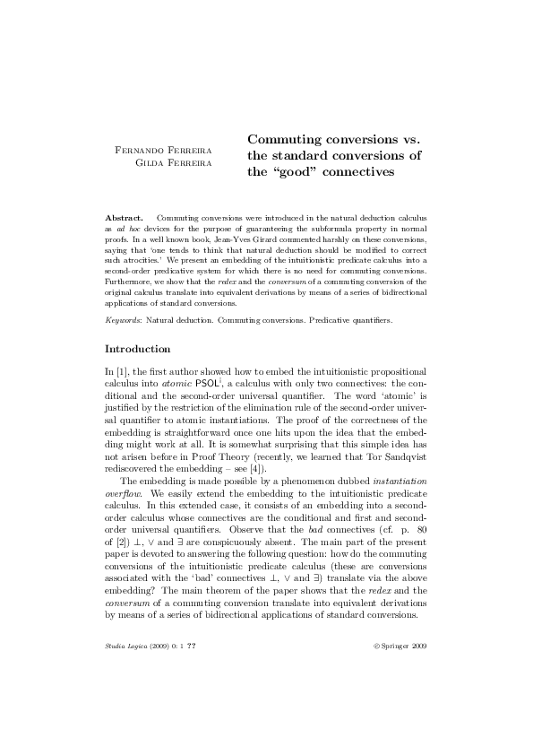(PDF) Commuting Conversions vs. the Standard Conversions of the “Good” Connectives
