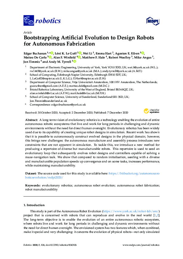 (PDF) Bootstrapping Artificial Evolution to Design Robots for ...