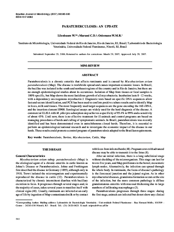 (PDF) Paratuberculosis: an update