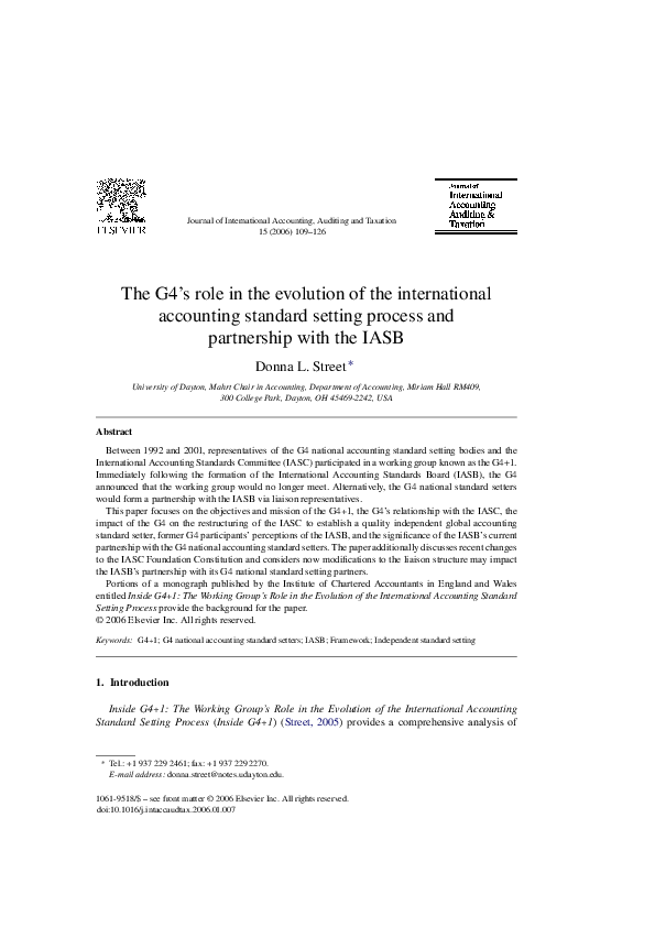 (PDF) The G4's role in the evolution of the international accounting ...