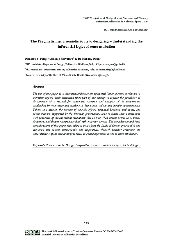 (PDF) The pragmaticism as a route to designing: Understanding the ...