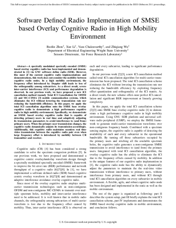 (PDF) Software Defined Radio Implementation of SMSE Based Overlay ...