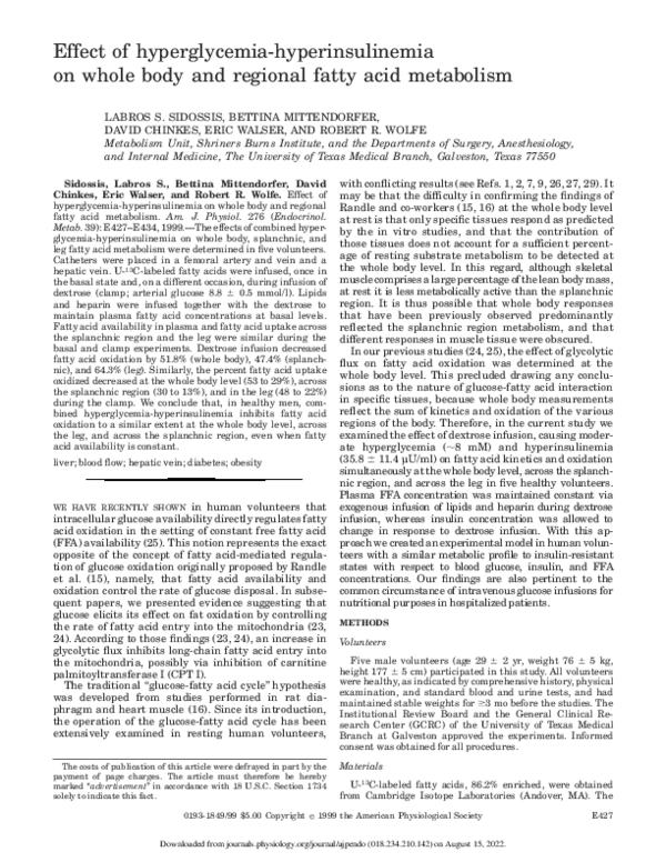 (PDF) Effect of hyperglycemia-hyperinsulinemia on whole body and ...