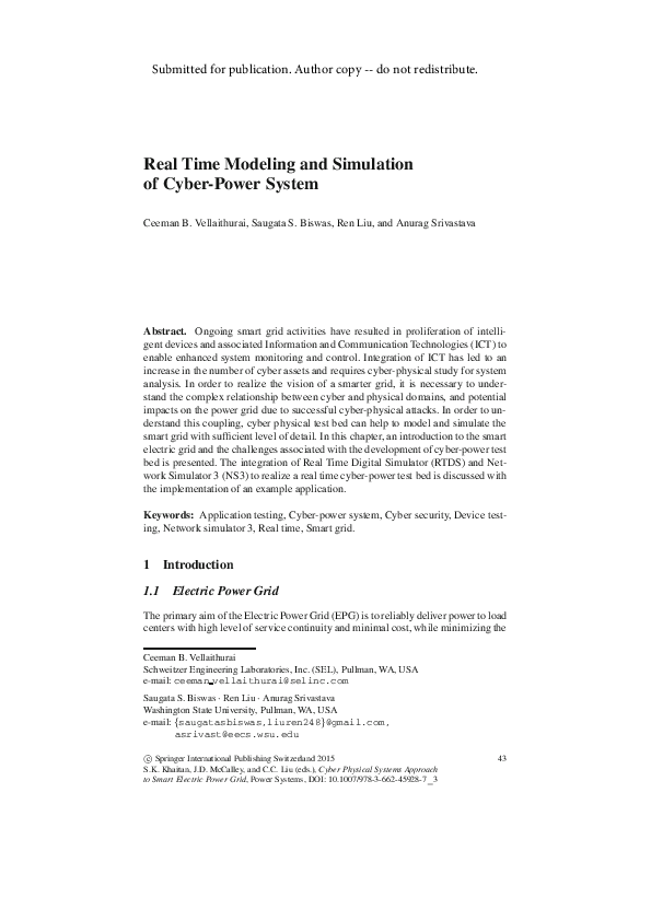 (PDF) Real Time Modeling and Simulation of Cyber-Power System