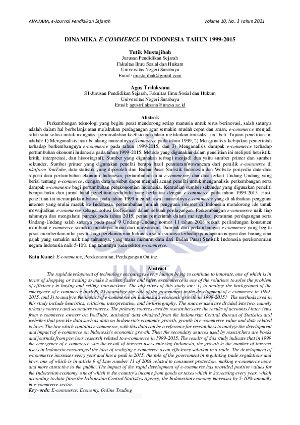 (PDF) Dinamika E-Commerce DI Indonesia Tahun 1999-2015