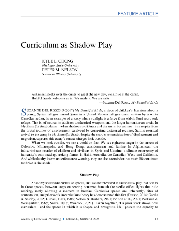 (PDF) Curriculum as Shadow Play