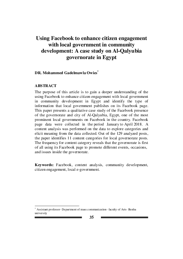 (PDF) Using Facebook to enhance citizen engagement with local ...