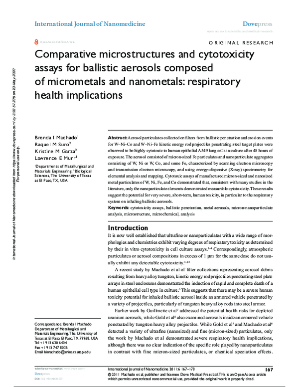 (PDF) Comparative microstructures and cytotoxicity assays for ballistic ...