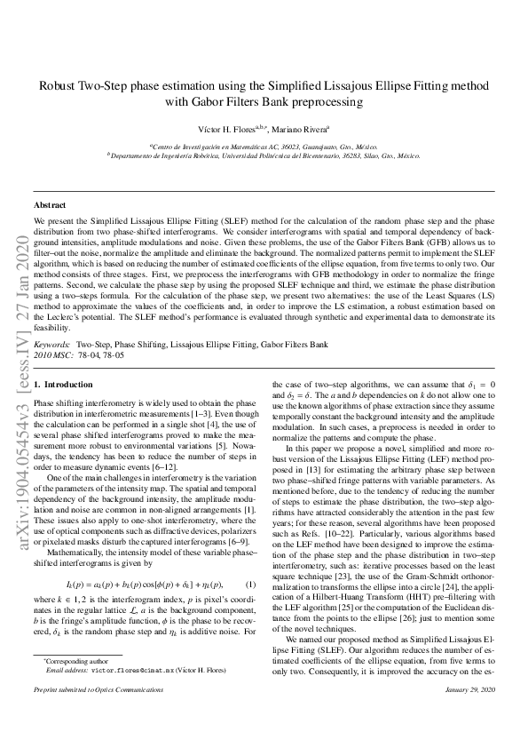 Pdf Robust Two Step Phase Estimation Using The Simplified Lissajous Ellipse Fitting Method