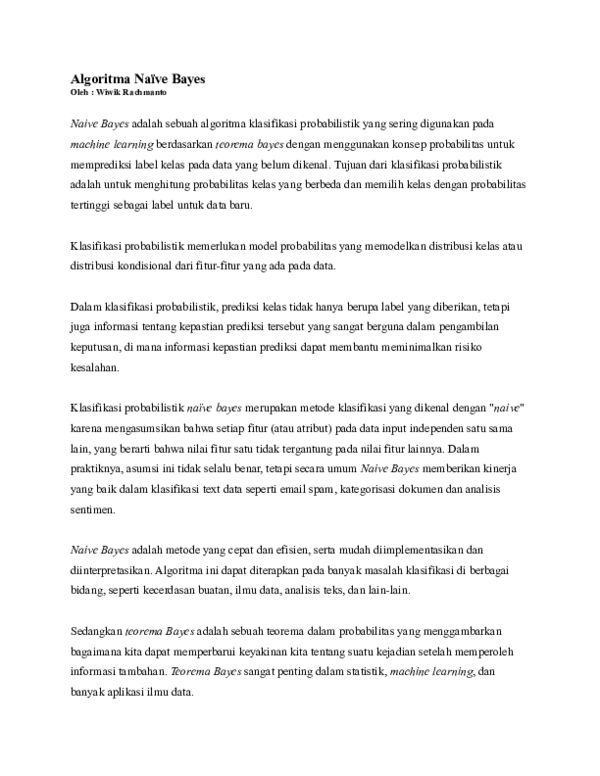 (PDF) Algoritma Naïve Bayes dengan sklearn dan panda