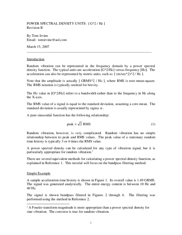 (PDF) 1 POWER SPECTRAL DENSITY UNITS: [ G^2 / Hz] Revision B