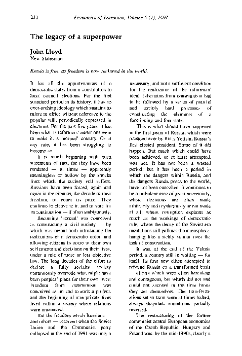 (PDF) The legacy of a superpower