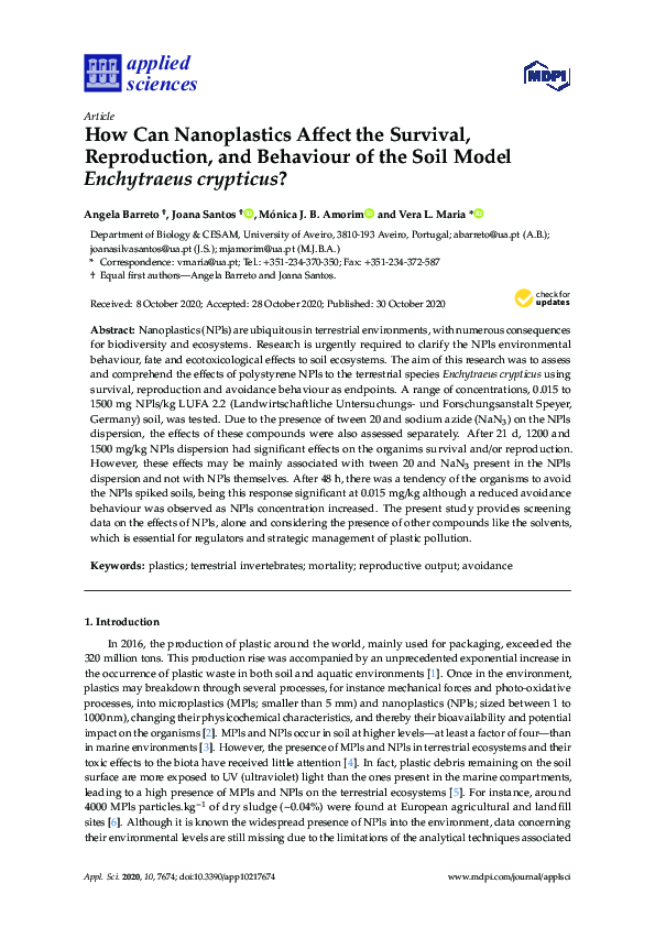 (PDF) How Can Nanoplastics Affect the Survival, Reproduction, and ...