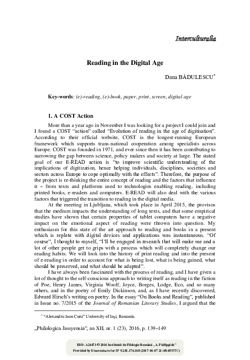 (PDF) Reading in the digital age