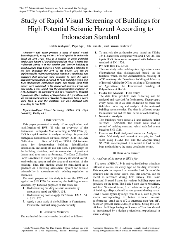 (PDF) Study of Rapid Visual Screening of Buildings for High Potential ...
