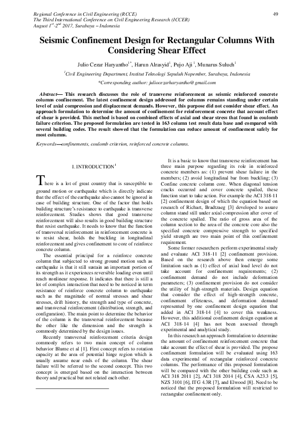 (PDF) Seismic Confinement Design for Rectangular Columns With ...