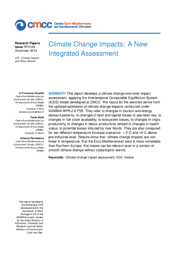 (PDF) Climate Change Impacts: A New Integrated Assessment