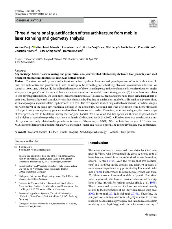 (PDF) Three-dimensional quantification of tree architecture from mobile laser scanning and ...