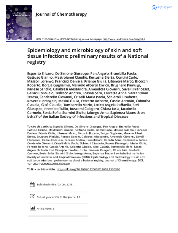 (PDF) Epidemiology and microbiology of skin and soft tissue infections