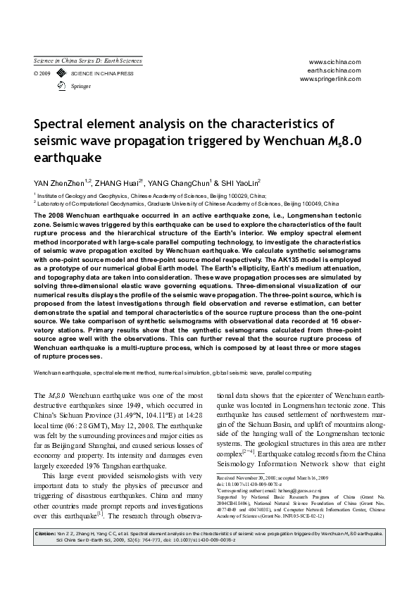 (PDF) Spectral element analysis on the characteristics of seismic wave propagation triggered by ...