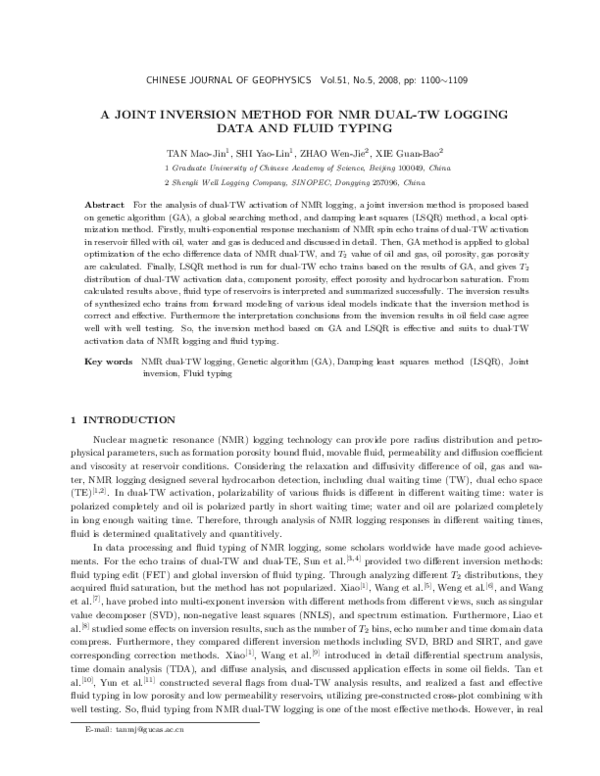 (PDF) A Joint Inversion Method for NMR Dual-TW Logging Data and Fluid Typing