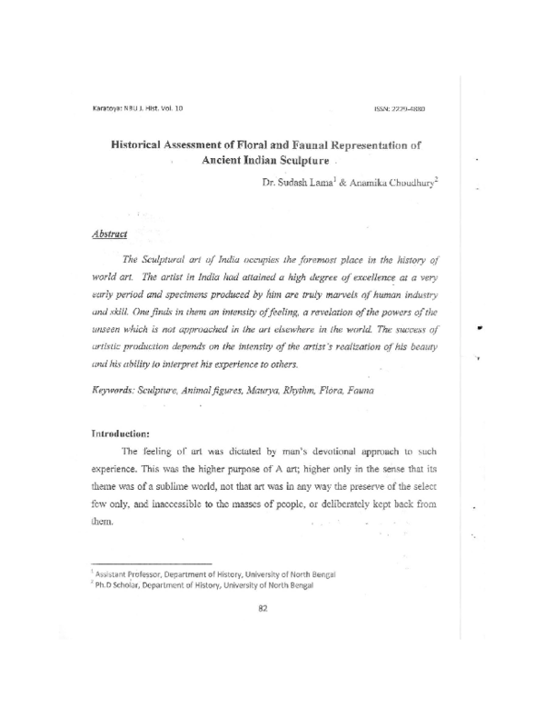 (PDF) Historical Assessment of Floral and Faun al Representation of ...