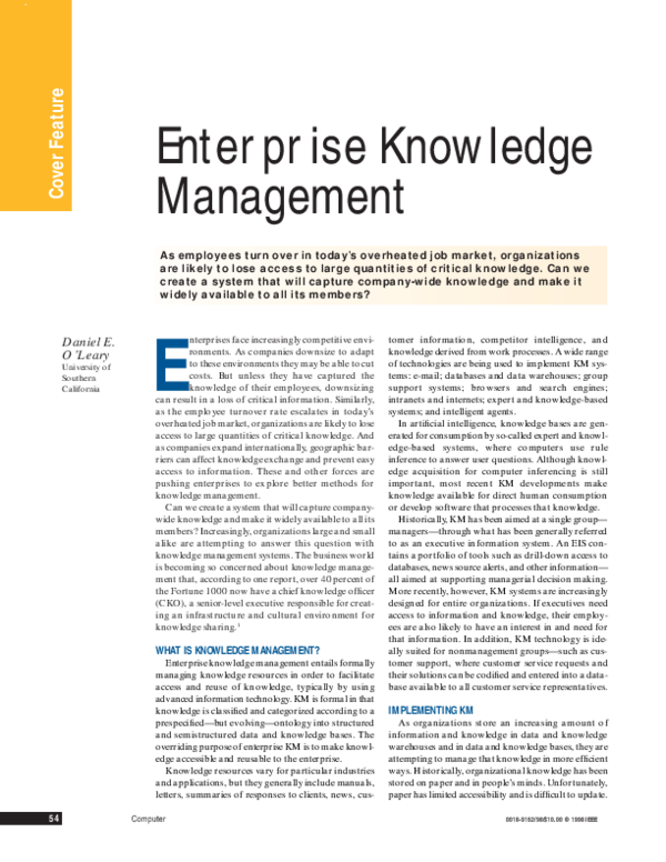 (PDF) Enterprise knowledge management