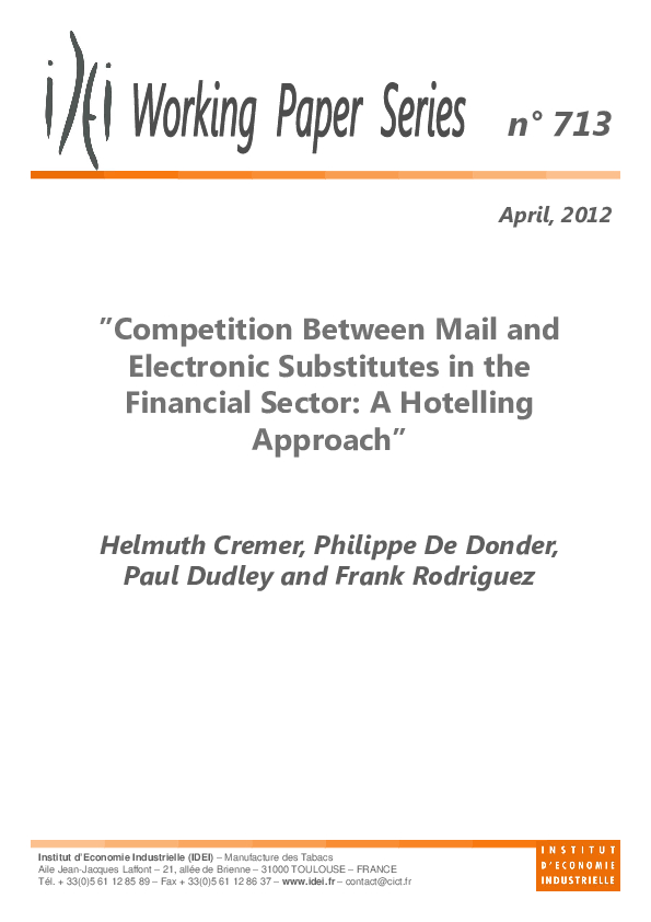 (PDF) Competition in Financial Sector: Mail vs Electronic Media