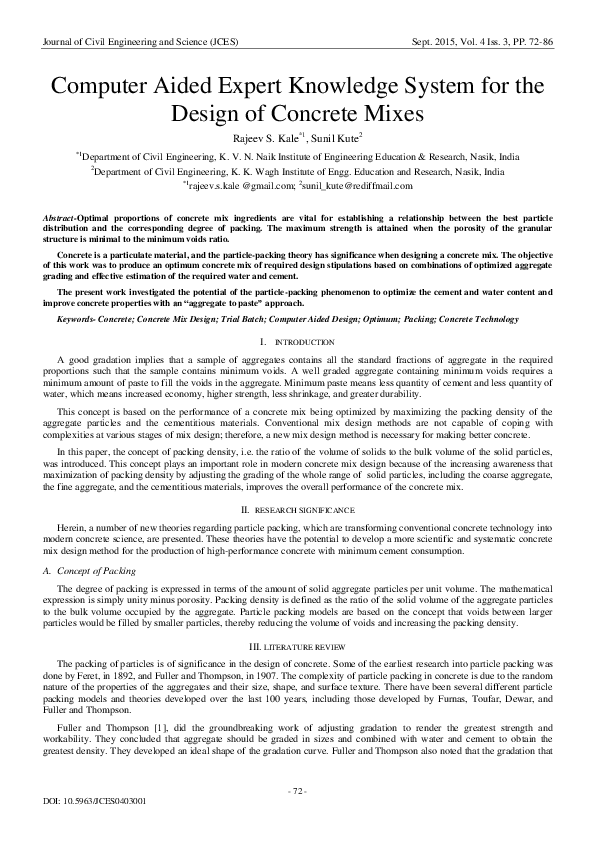 (PDF) Computer Aided Expert Knowledge System for the Design of Concrete ...