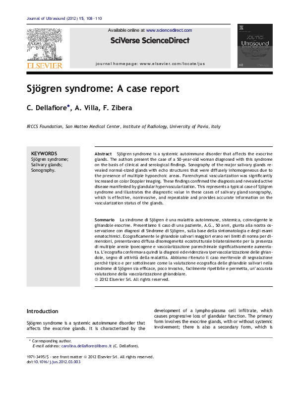 (PDF) Sjögren syndrome: A case report