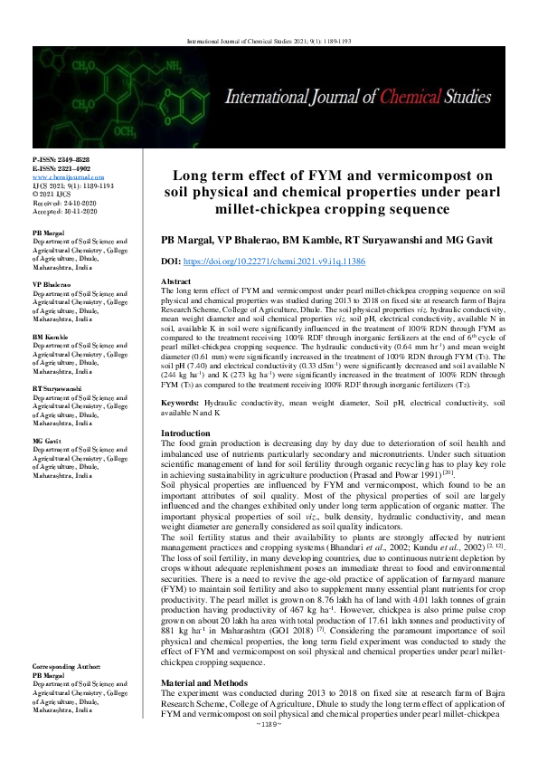 (PDF) Long term effect of FYM and vermicompost on soil physical and chemical properties under ...