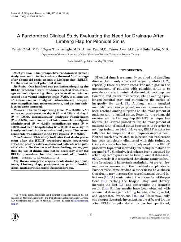(PDF) A Randomized Clinical Study Evaluating the Need for Drainage ...