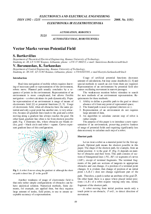 (PDF) Vector Marks versus Potential Field