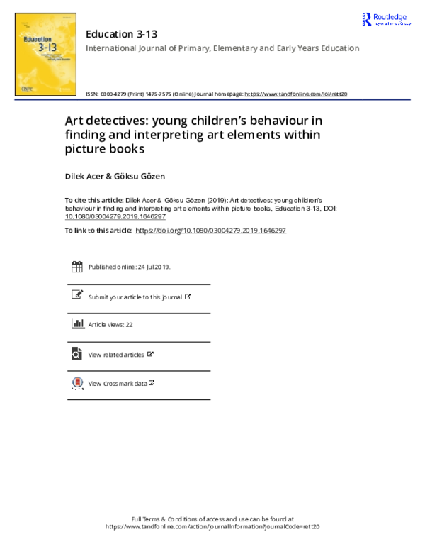(PDF) Art detectives: young children’s behaviour in finding and ...